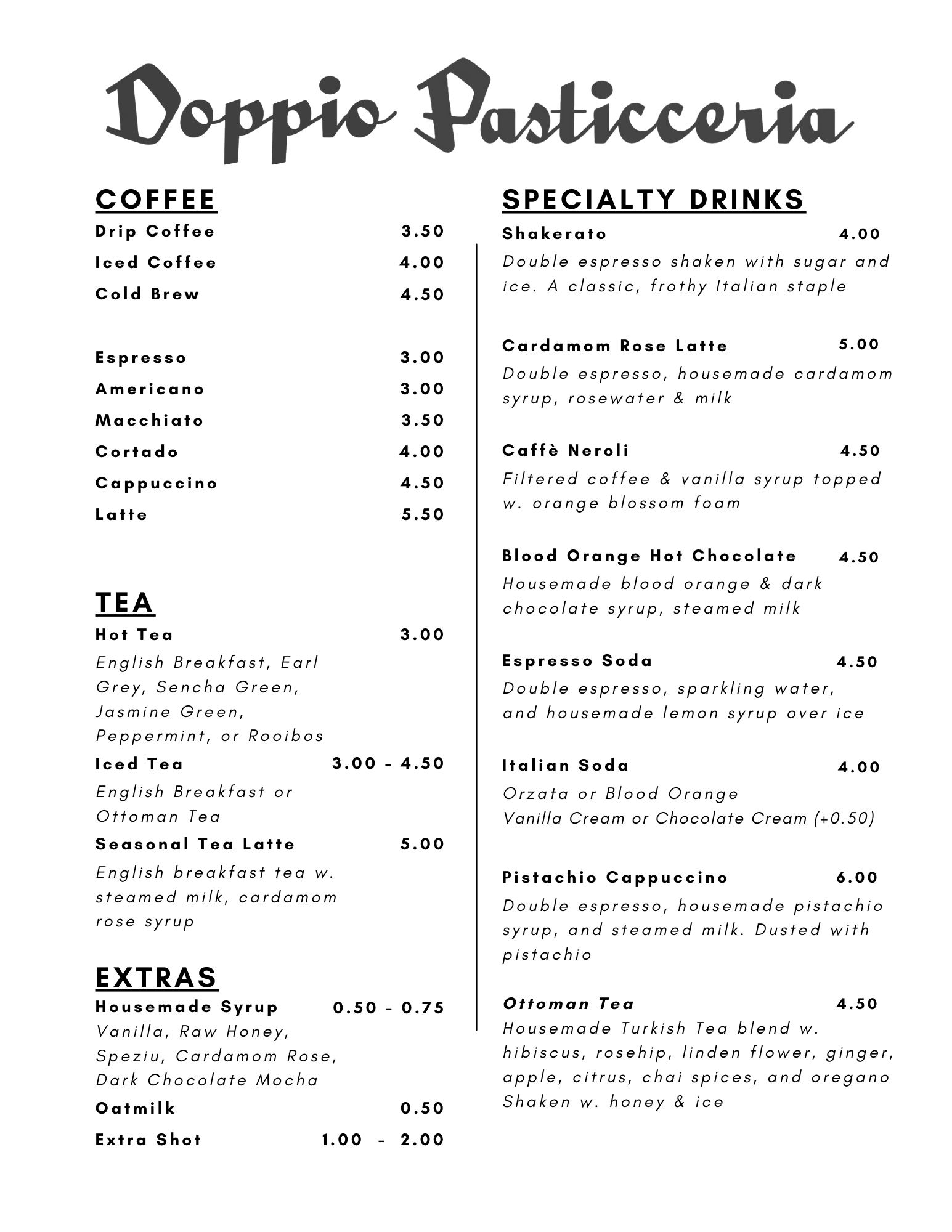Drink Menu